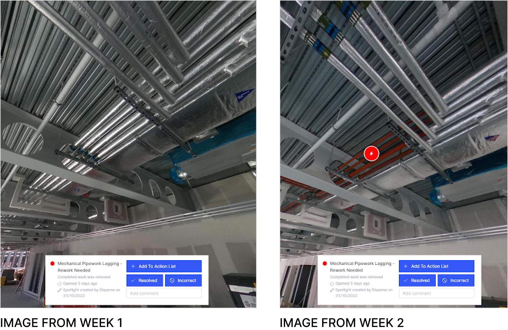 Automated issue detection in construction